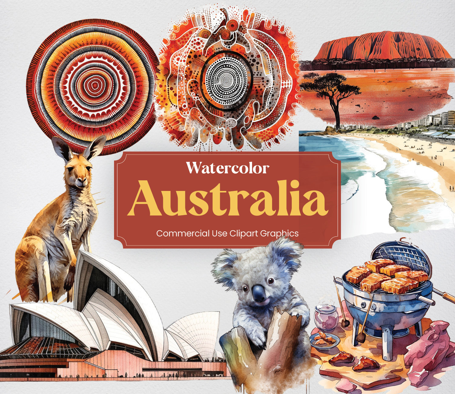 Watercolor Australia 34 Australian Landmarks Vacation - Etsy Australia