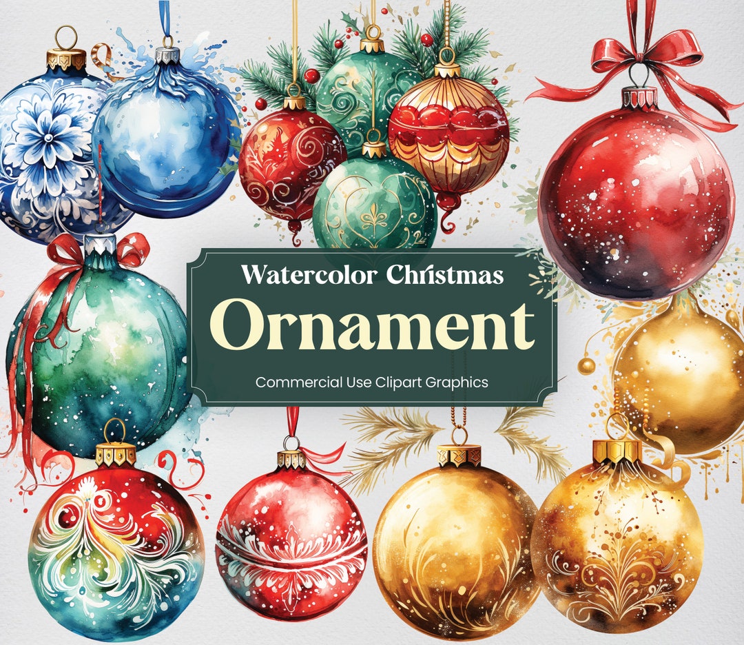 Watercolor Christmas Ornament, 40 Christmas Decoration, Advent Nativity ...