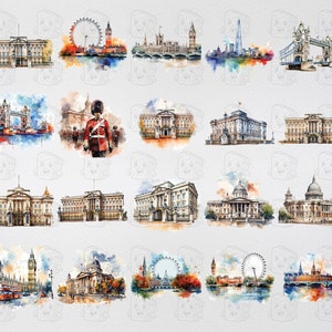 Watercolor London, 33 Londoner Landmarks, Travel Vacation Holiday ...