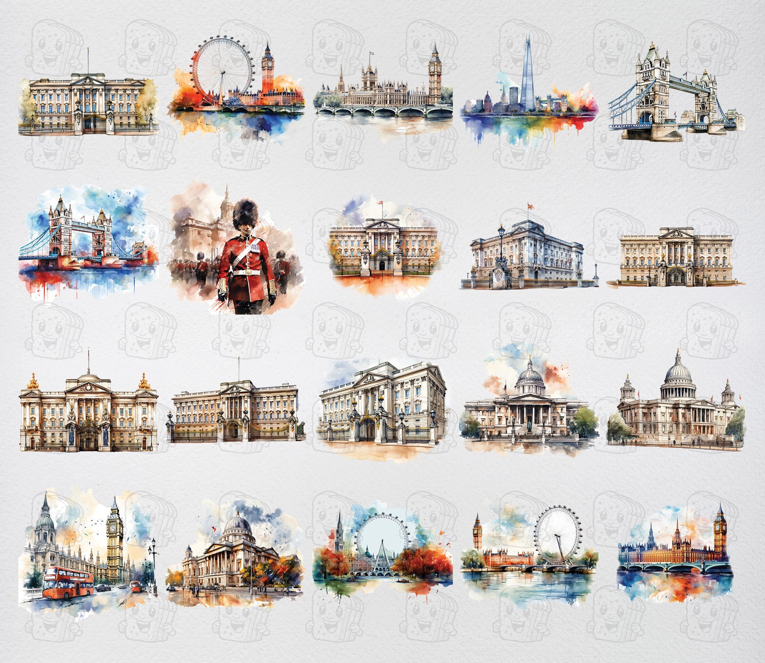 Watercolor London, 33 Londoner Landmarks, Travel Vacation Holiday ...