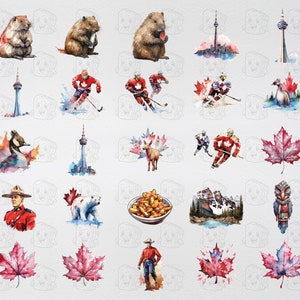 Watercolor Canada, 39 Canadian Landmarks, Vacation Holiday Digital ...