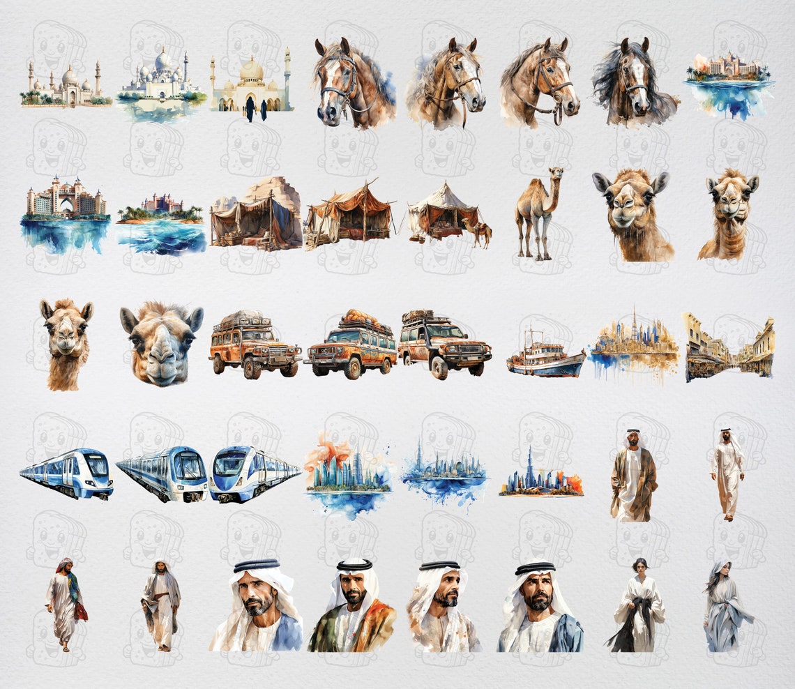 Watercolor United Arab Emirates 90 Dubai Landmarks Mega Pack - Etsy