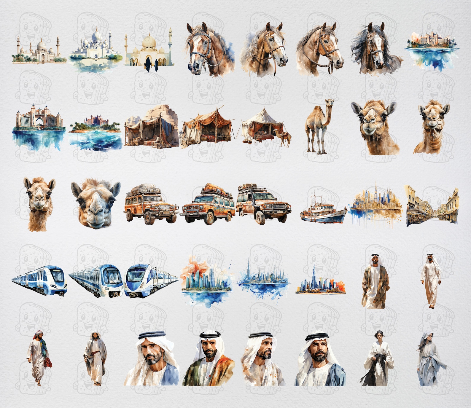 Watercolor United Arab Emirates 90 Dubai Landmarks Mega Pack - Etsy