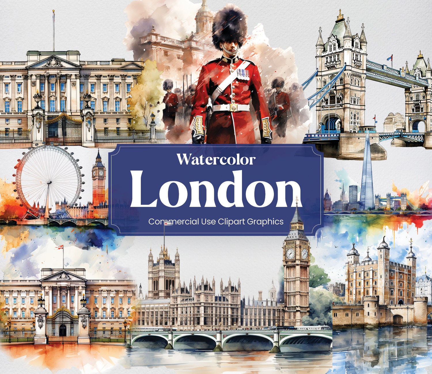 Watercolor London, 33 Londoner Landmarks, Travel Vacation Holiday ...