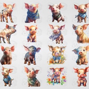 Watercolor Pig, 34 Pigs Clipart, Baby Farm Animal Barn Digital Prints ...