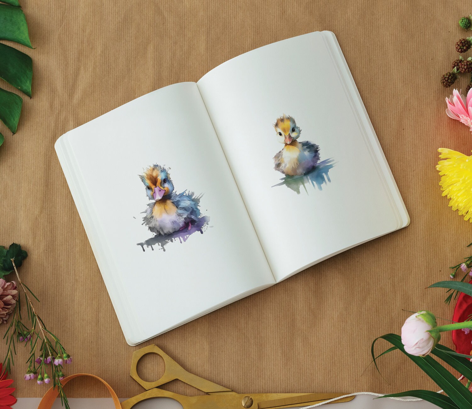 Watercolor Ducks, 25 Ducklings Clipart, Waddle of Ducks in Pond Digital ...