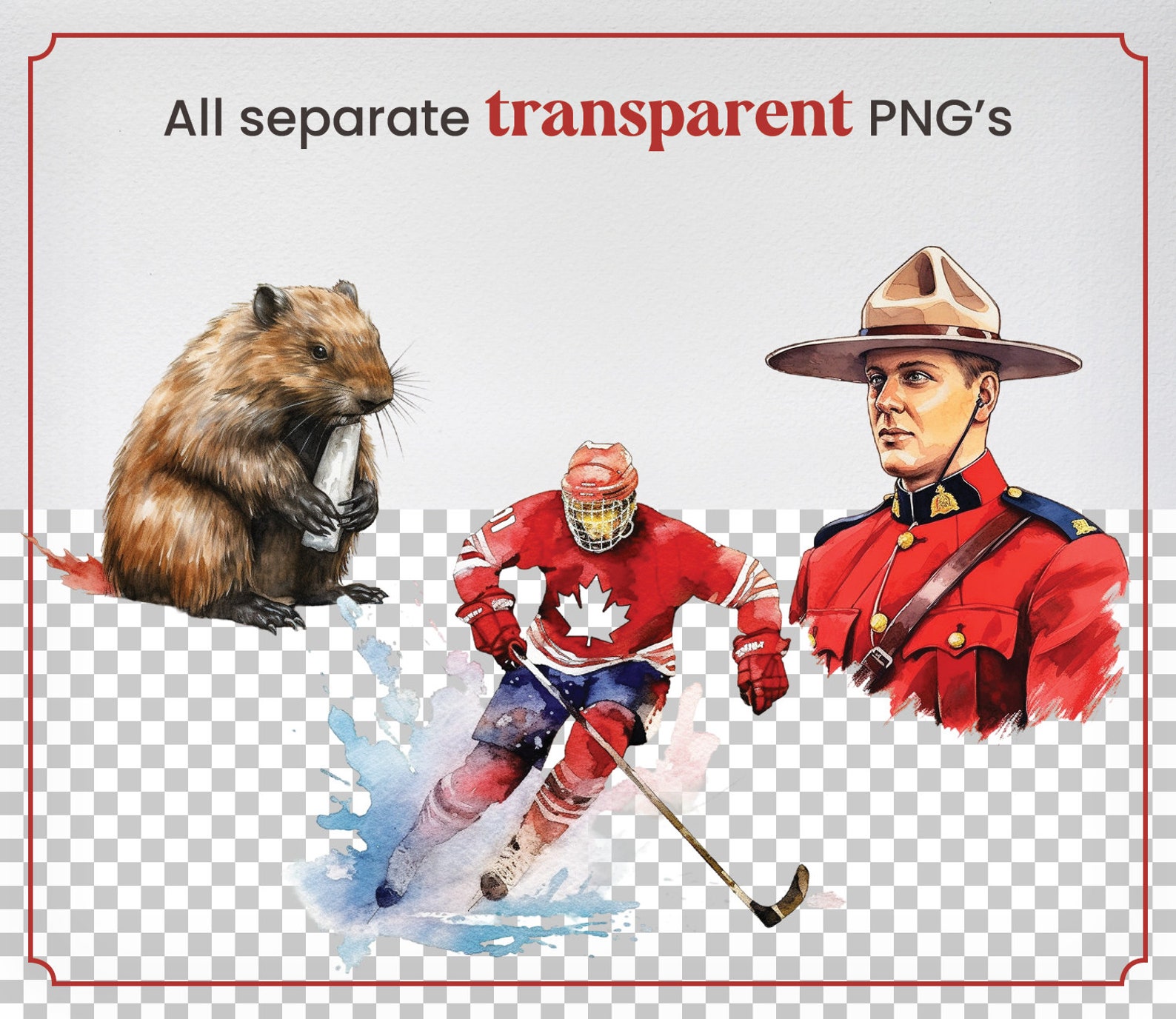 Watercolor Canada, 39 Canadian Landmarks, Vacation Holiday Digital ...