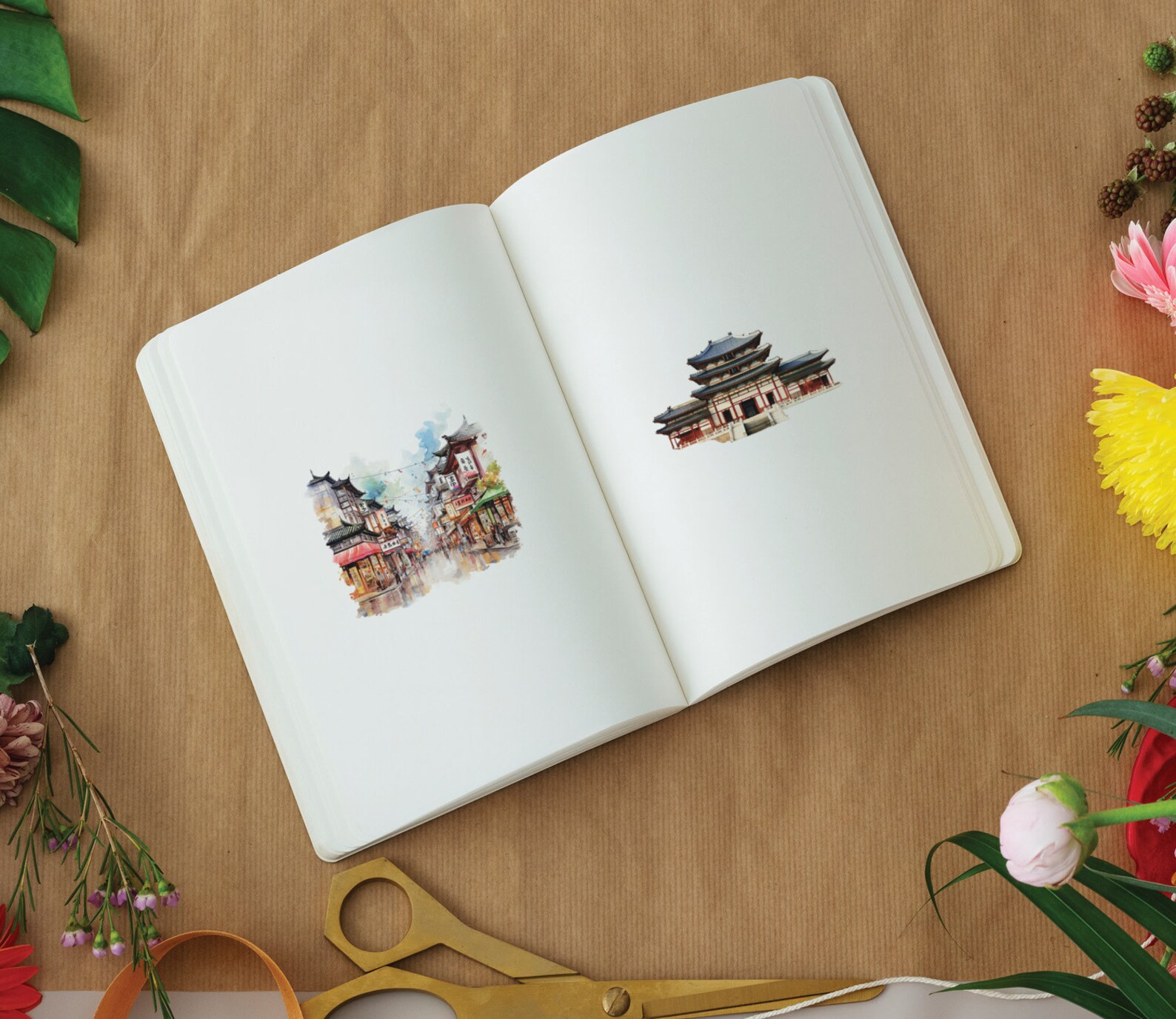 Watercolor South Korea, 23 South Korean Landmarks, Travel Holiday ...