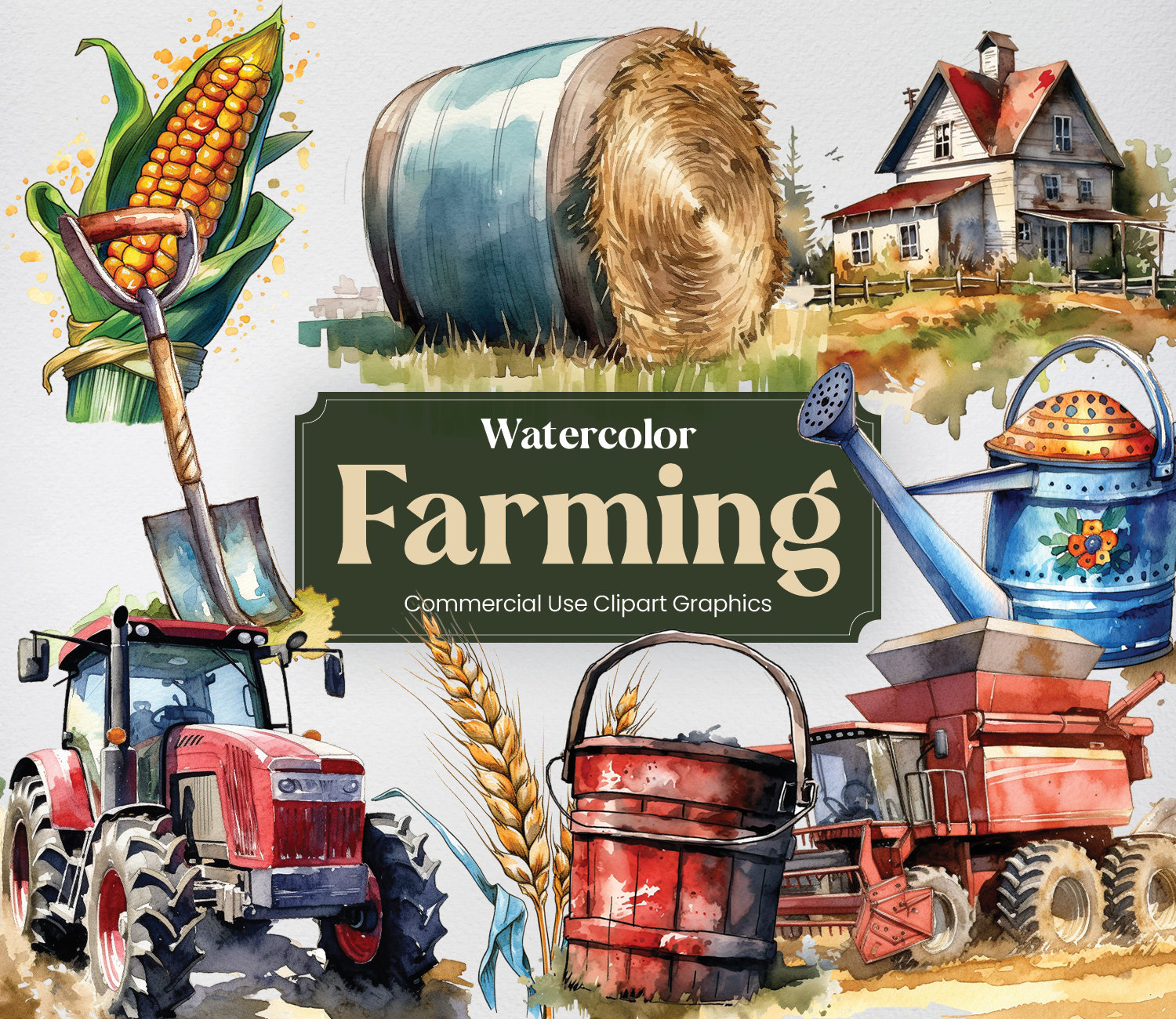 Watercolor Farming, 57 Agriculture Country Crops Tractor Clipart ...