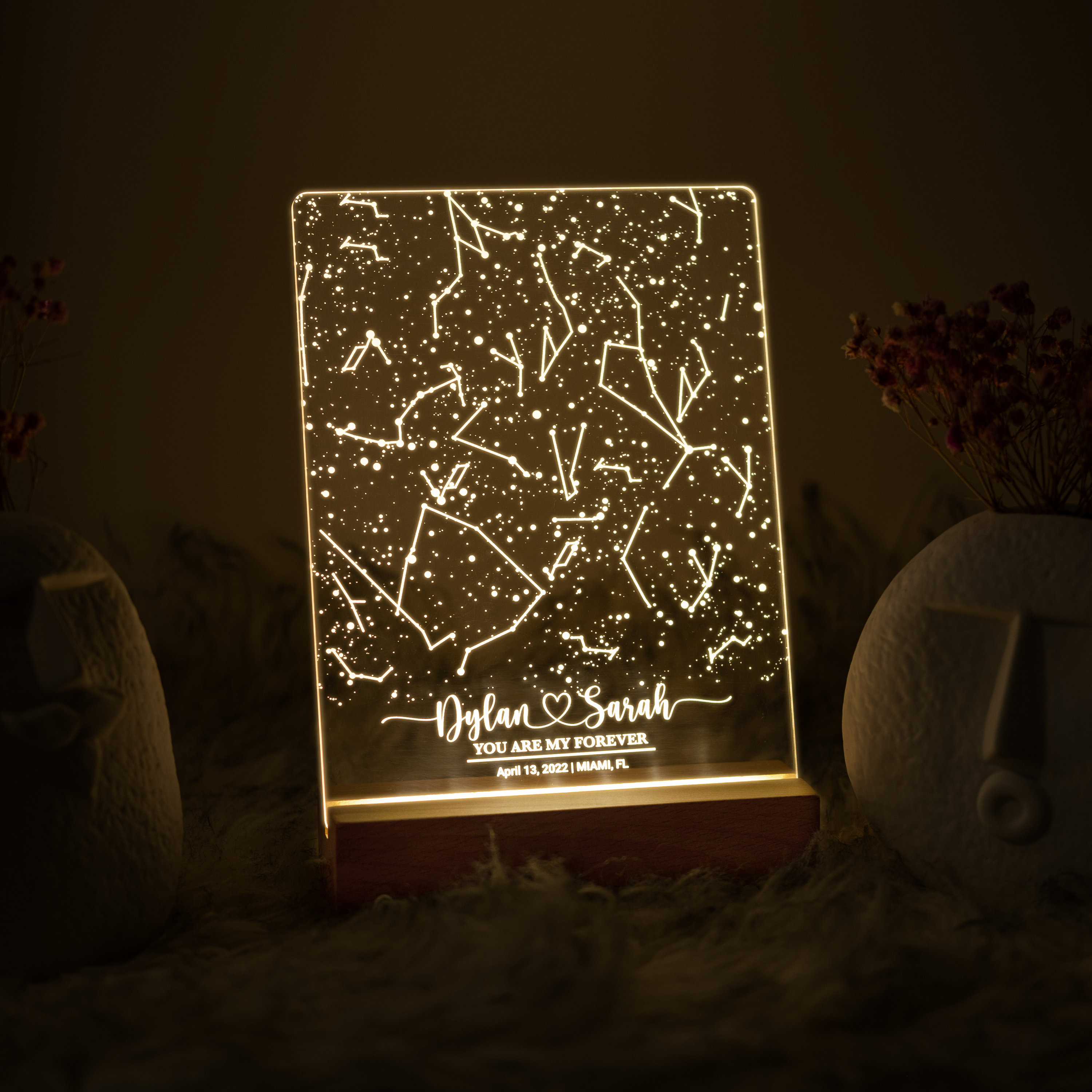 Mapa de estrellas personalizado por fecha, luz nocturna del mapa de ...