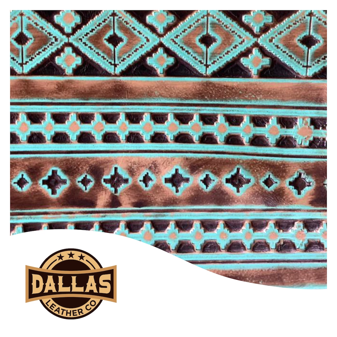 Embossed Leather Cuts | Navajo Brown Turquoise | Pre-cut Sheets | Dlco ...