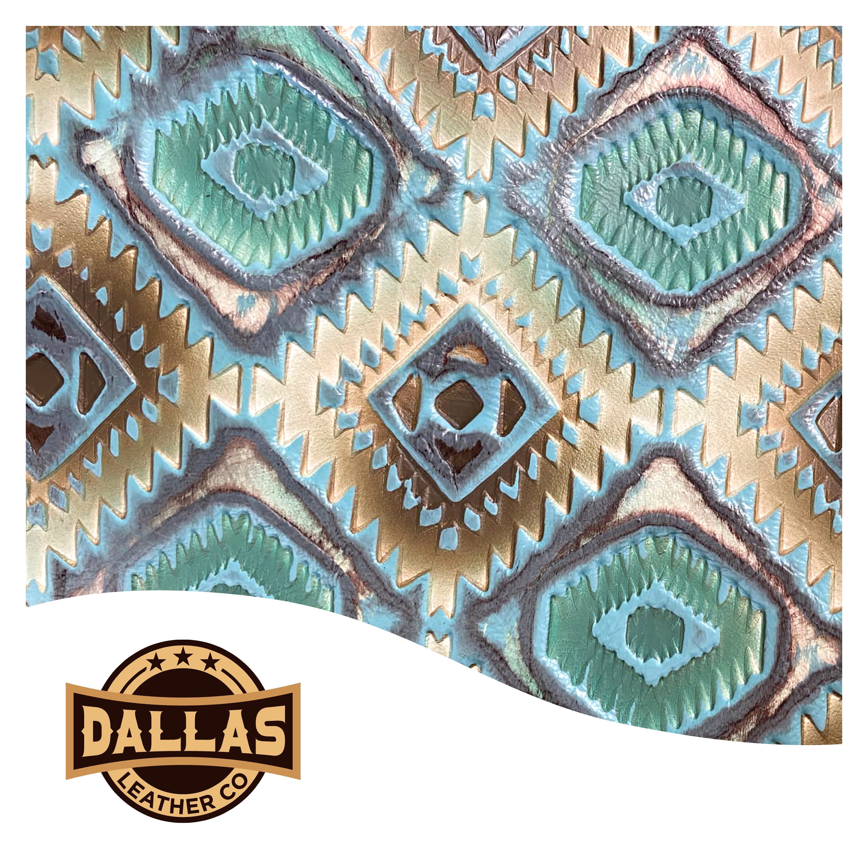 Embossed Leather Cuts Aztec Cyan Pre-cut Sheets Dlco Embossed Cowhide ...