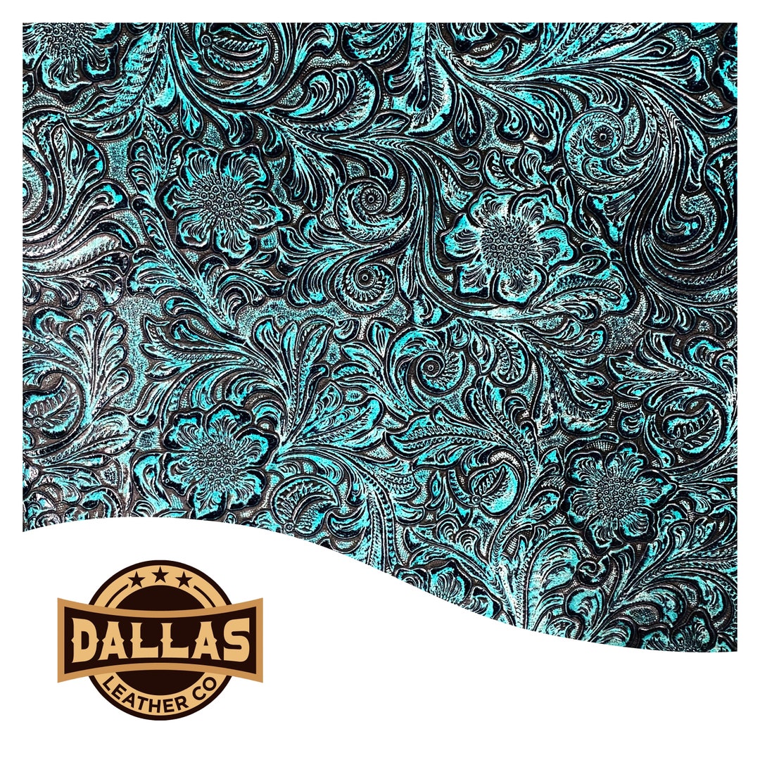 Embossed Leather Cuts | Wildflower Sea Turquoise | Pre-cut Sheets ...