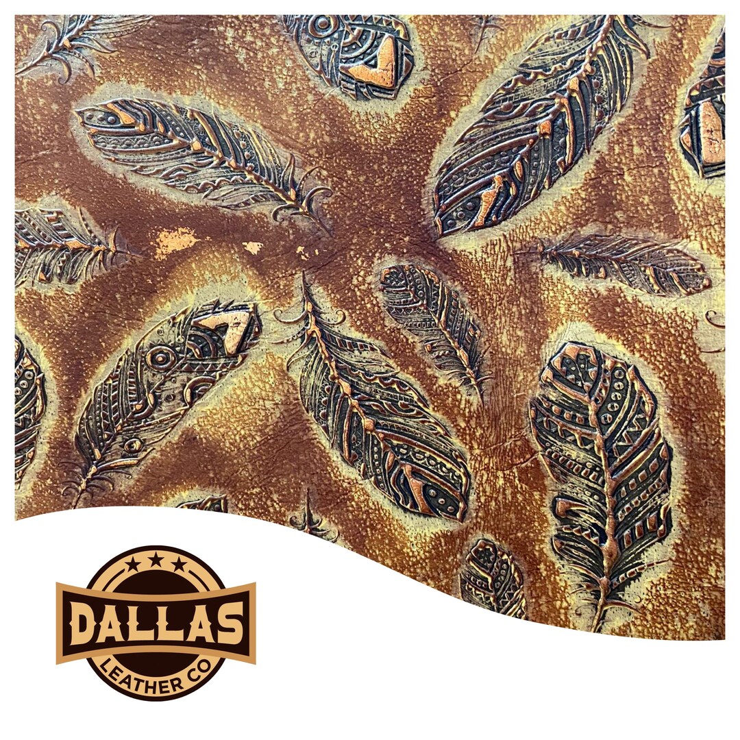 Embossed Leather Cuts | Mini Plumas Brandy Gilded | Pre-cut Sheets ...