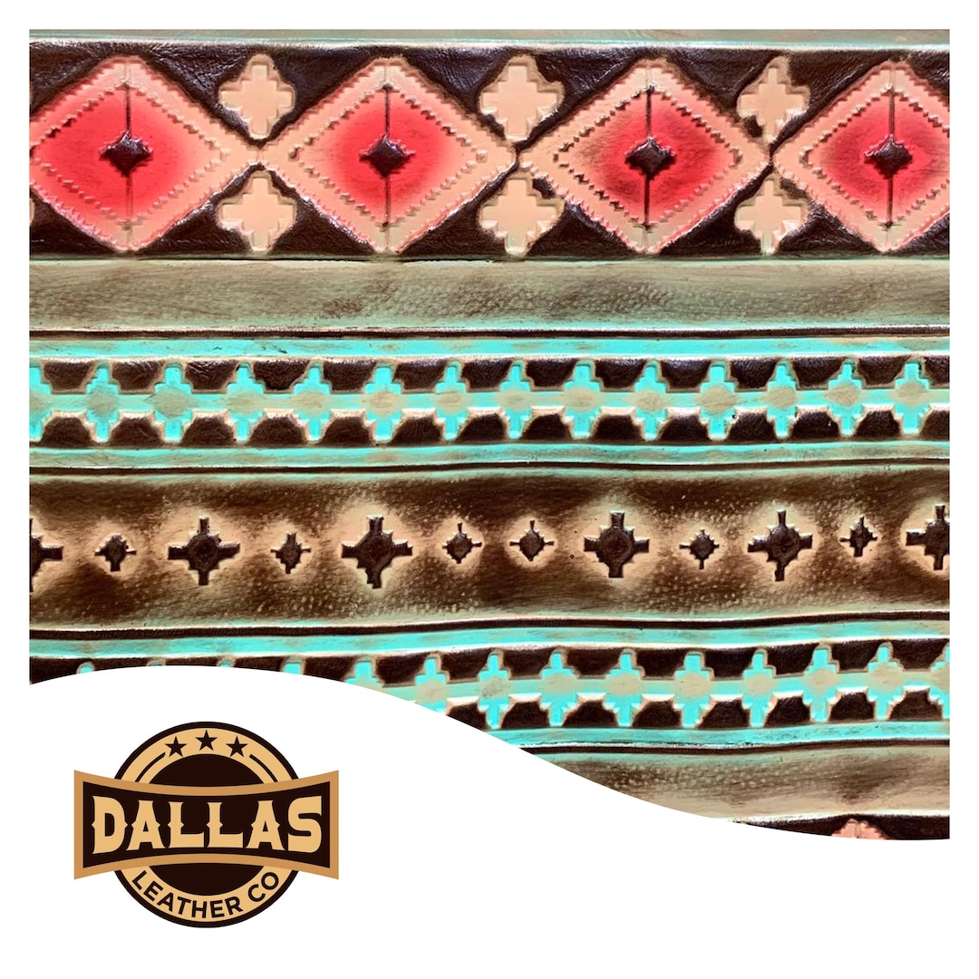 Embossed Leather Cuts | Navajo Chocolate Mint | Pre-cut Sheets | Dlco ...