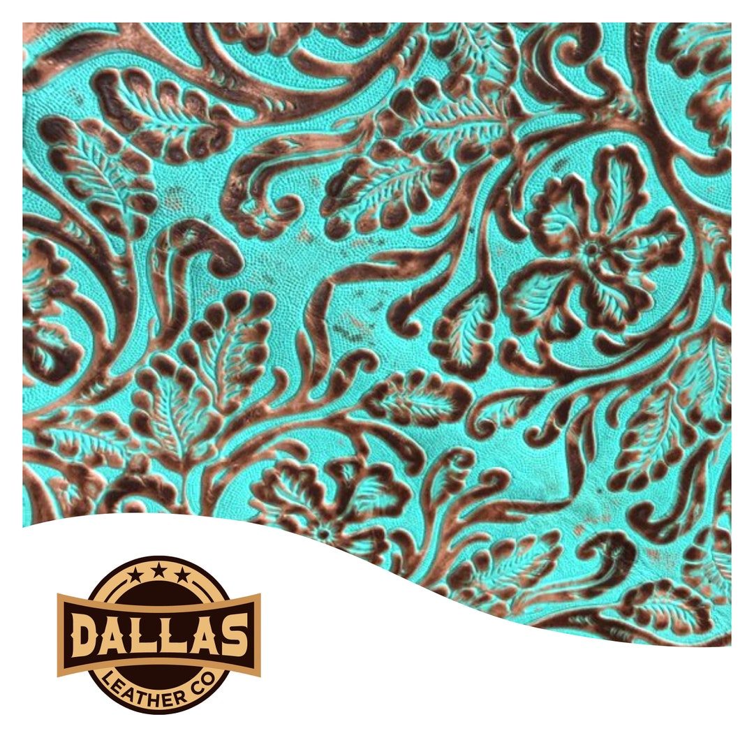 Embossed Leather Cuts | Cowboy Tool Brown Turquoise | Pre-cut Sheets ...
