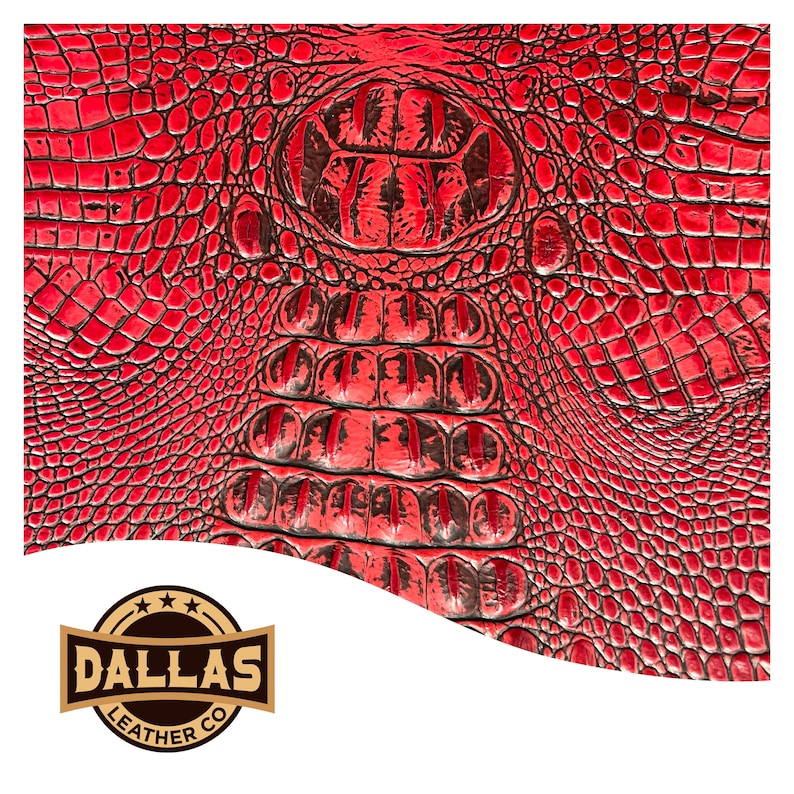 Embossed Leather Cuts | Alligator Red | Pre-cut Sheets Select Size ...