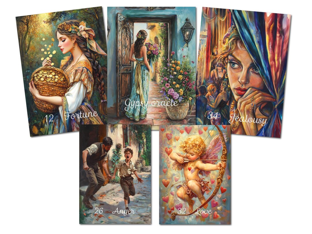 Gypsy Oracle 36 cartes 74 x 105mm 400grammes brillant Cartes Oracle ...