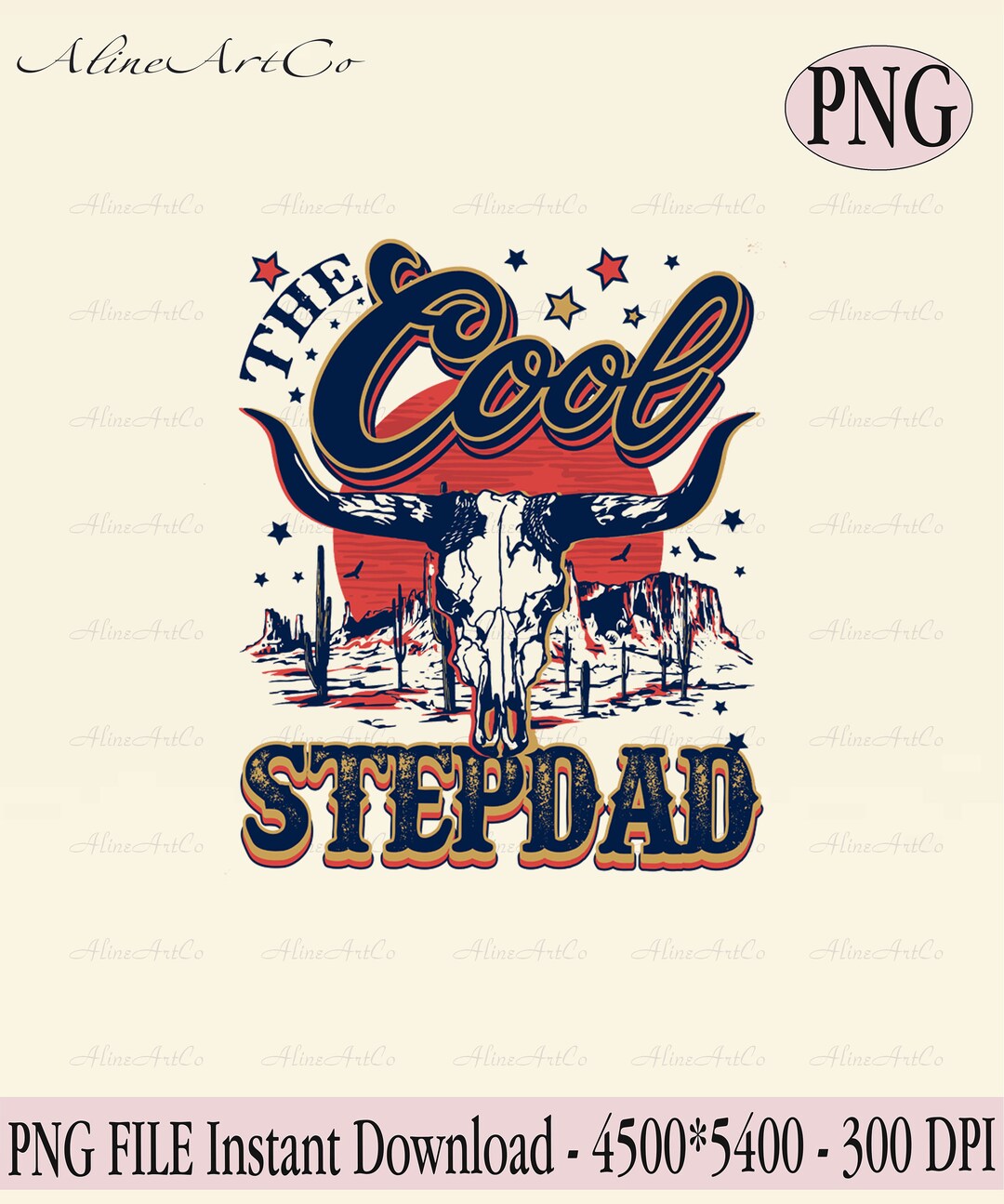 The Cool Step Dad Png Western the Cool Dad Western Dad - Etsy