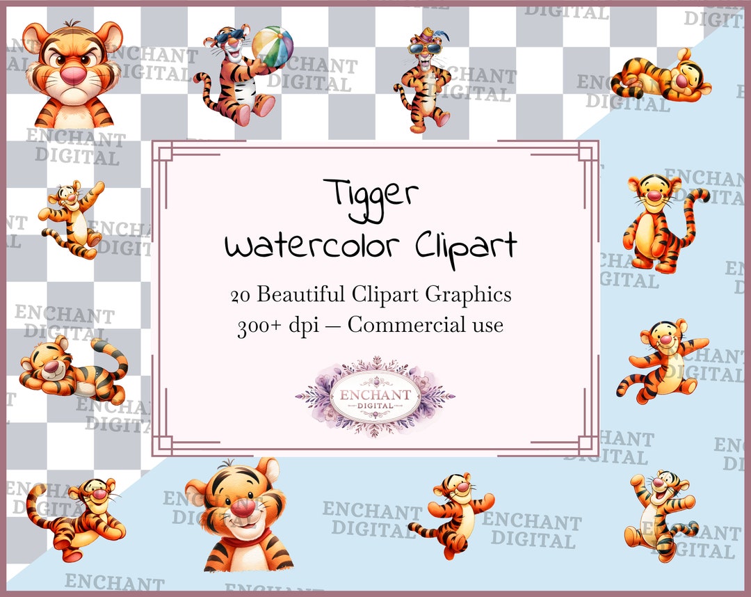 Tigger Clipart - Watercolor Fierce Tiger Jungle Big Cat Watercolor ...