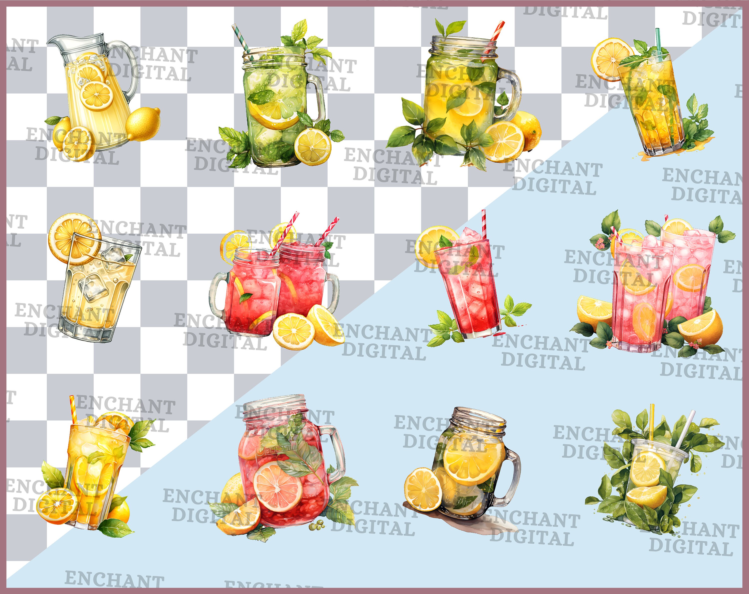 Lemonade Clipart - Watercolor Lemonade Drink Clipart Instant Download ...