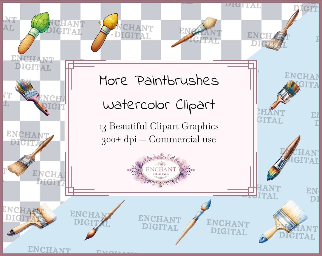 More Paintbrushes Clipart - Watercolor Art Brush Flat Round Paint ...