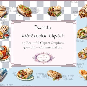 Burrito Clipart Vol 1 Watercolor Burritos Clipart Instant Download PNG ...