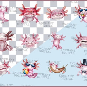 Axolotl Clipart - Watercolor Cute Amphibian Aquatic Underwater Creature ...