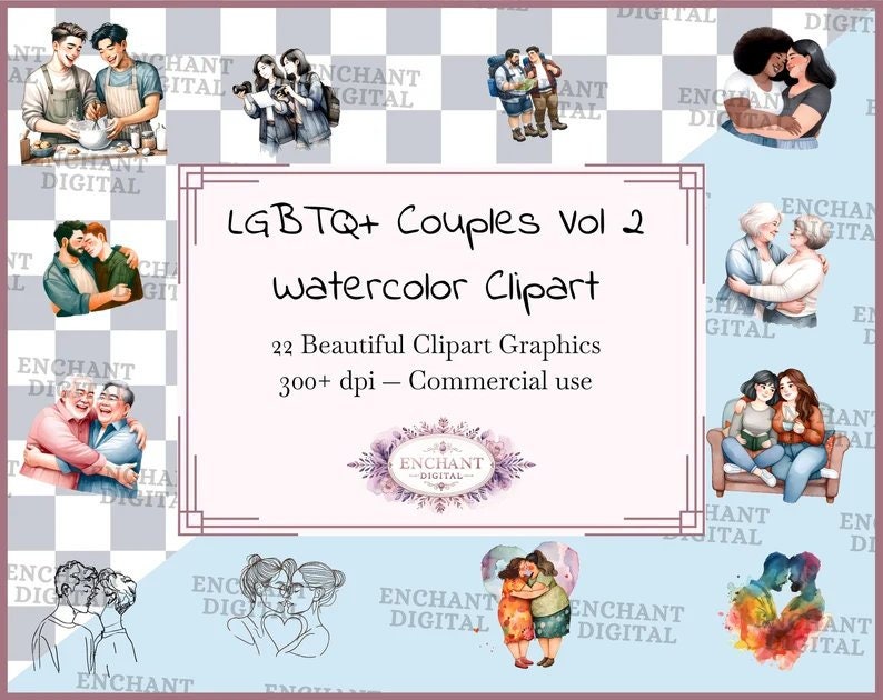 Ultimate Couples Clipart Bundle Watercolor Clipart Romantic Couples ...