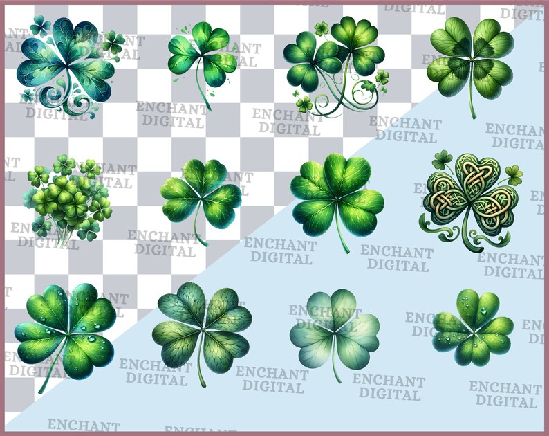 Shamrock Clipart - Watercolor Lucky Shamrock Clover Clipart Instant ...