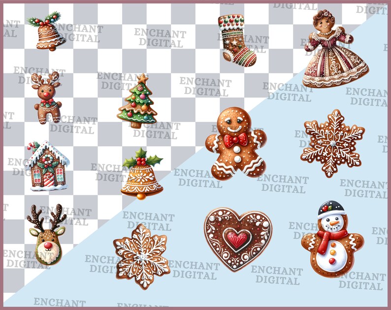 Gingerbread Clipart - Watercolor Gingerbread Cookies Clipart Instant ...
