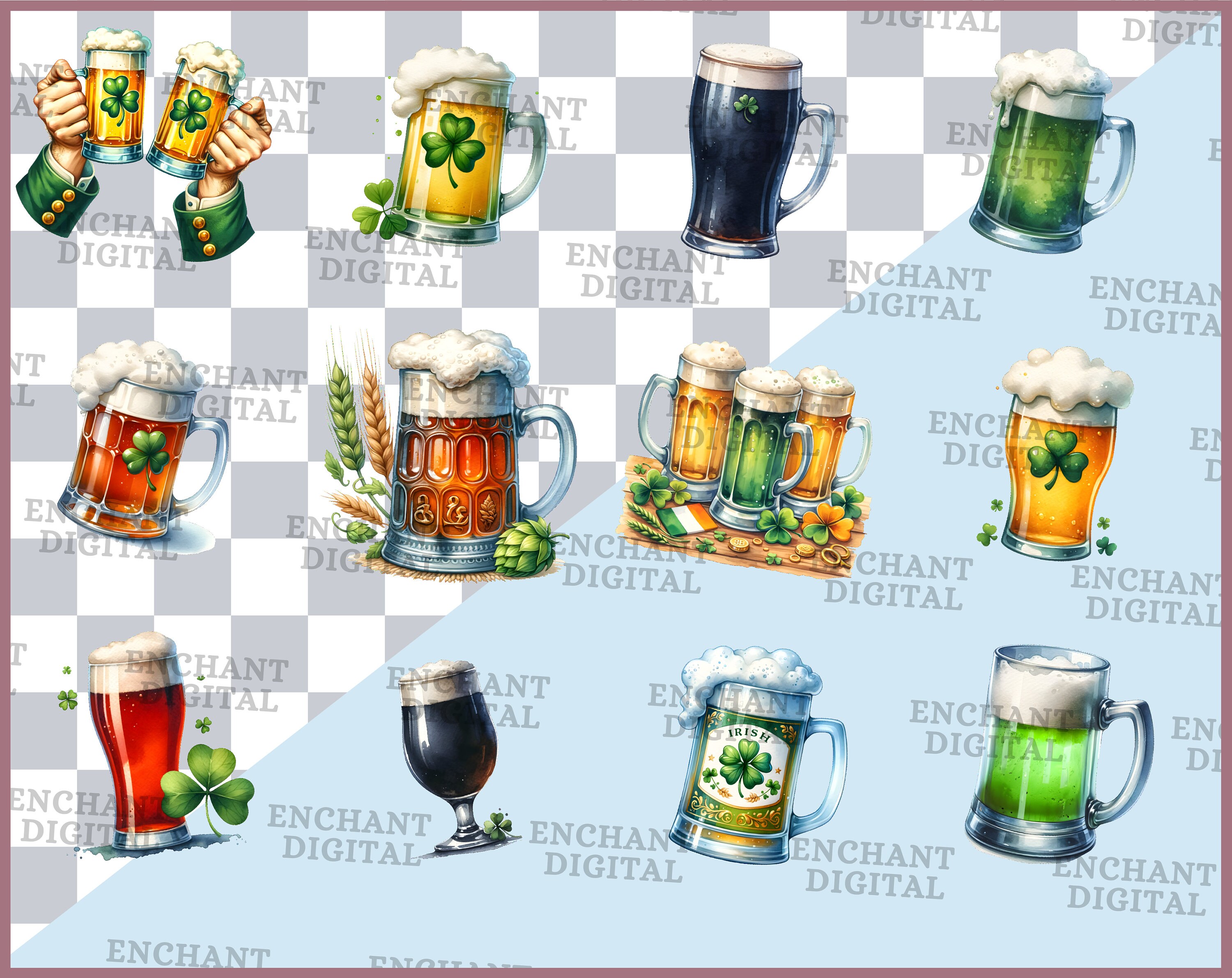 Irish Beer Clipart - Watercolor Irish Pub Beer Clipart Instant Download ...