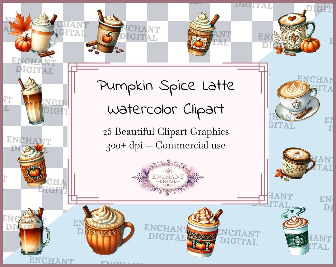 Pumpkin Spice Latte Clipart - Watercolor Pumpkin Spice Thanksgiving ...
