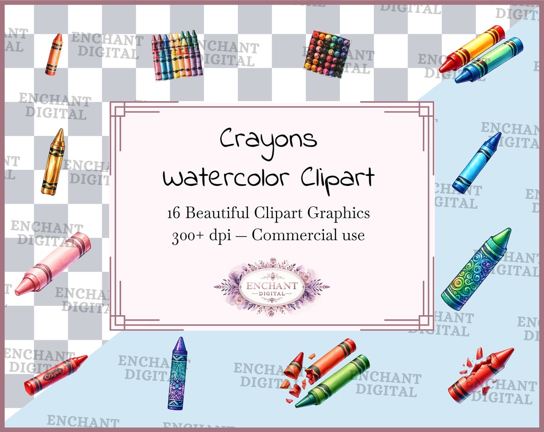 Crayons Clipart - Watercolor Coloring Drawing Art Supplies Childlike ...