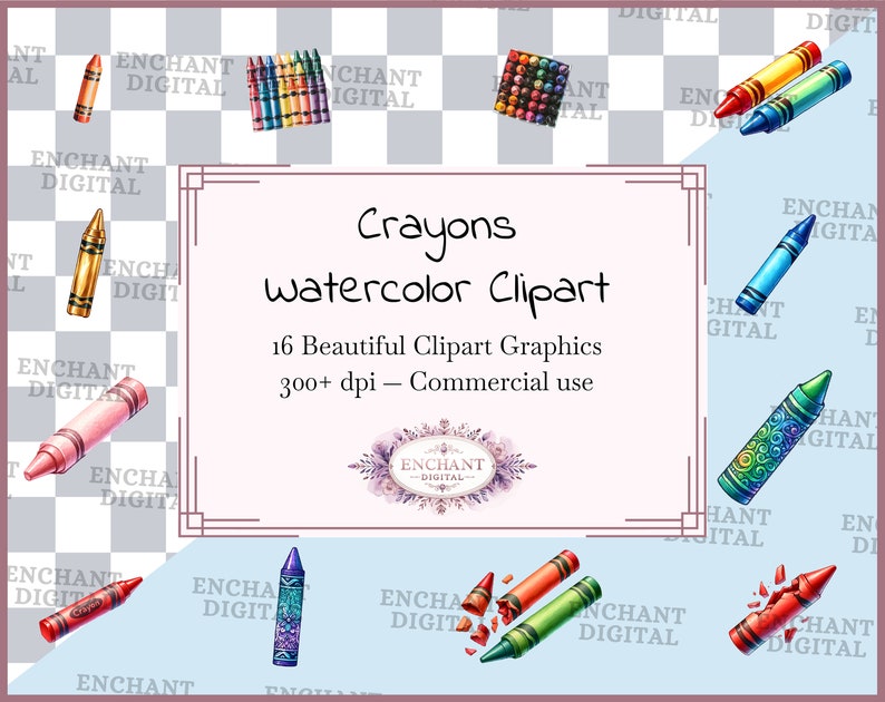 Crayons Clipart - Watercolor Coloring Drawing Art Supplies Childlike ...