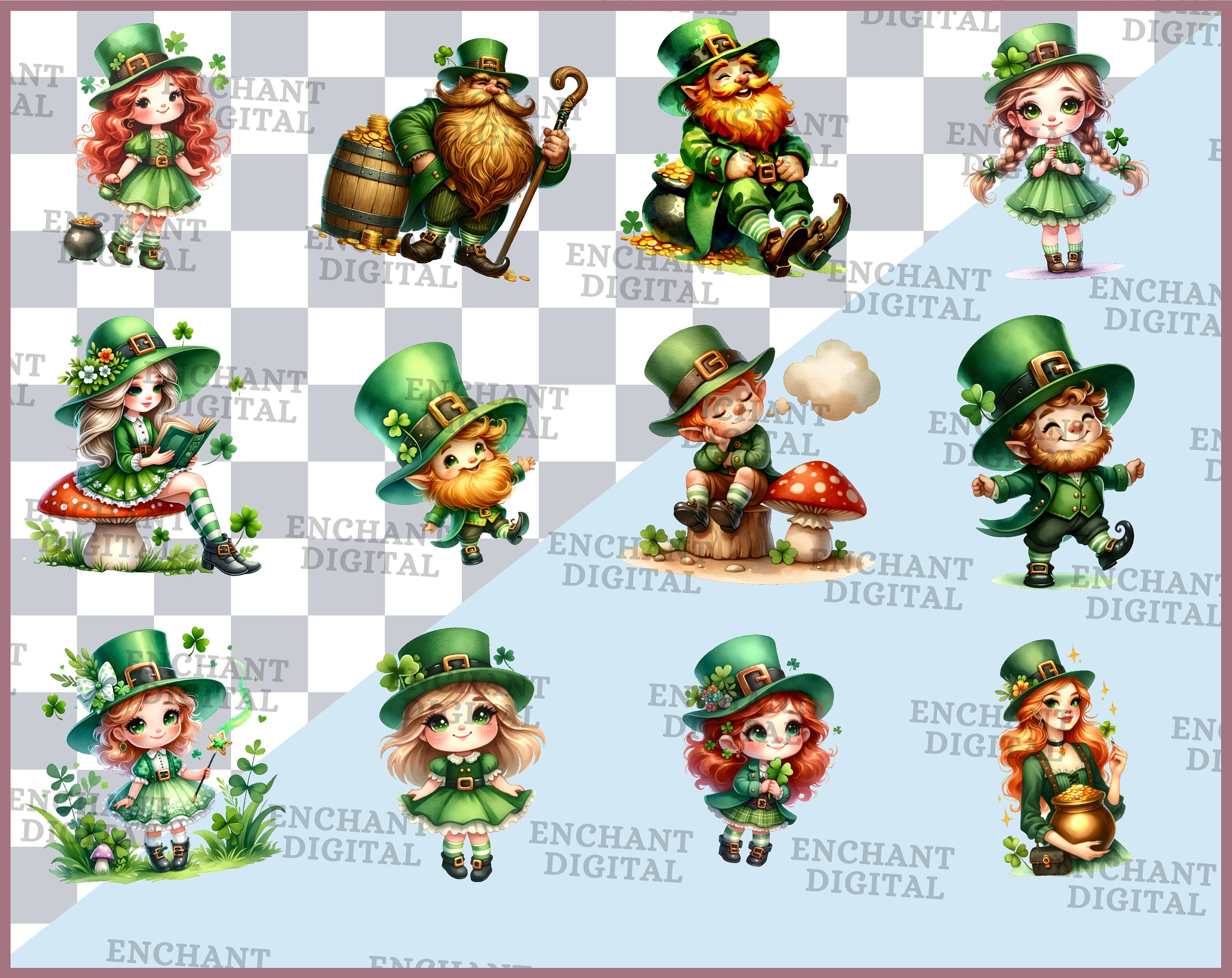 Leprechauns Vol 2 Clipart Watercolor Leprechaun Luck of the Irish ...