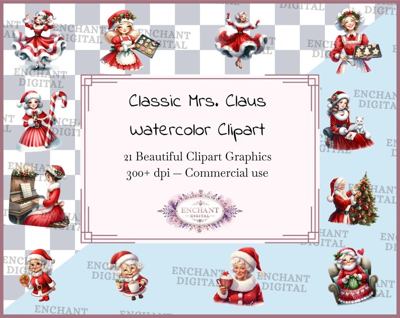 Multicultural Santa Clipart 100 Watercolor Santa and Elves Clipart ...