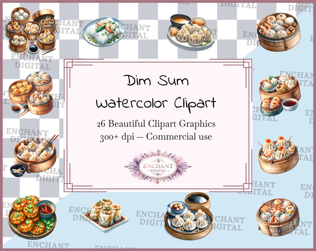 Dim Sum Clipart - Watercolor Dim Sum Clipart Instant Download - PNG ...