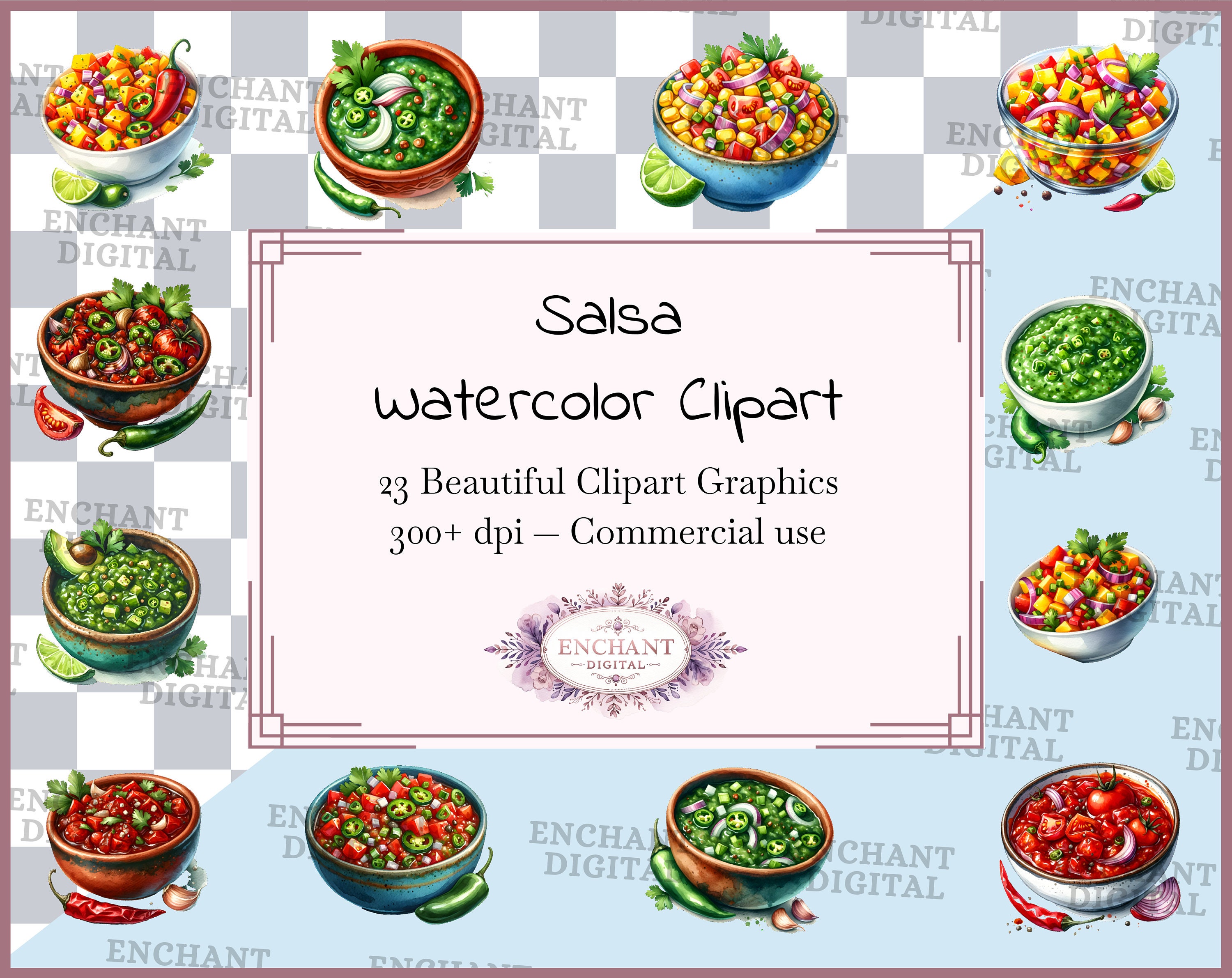Salsa Clipart - Watercolor Salsa Mexican Food Clipart Instant Download ...
