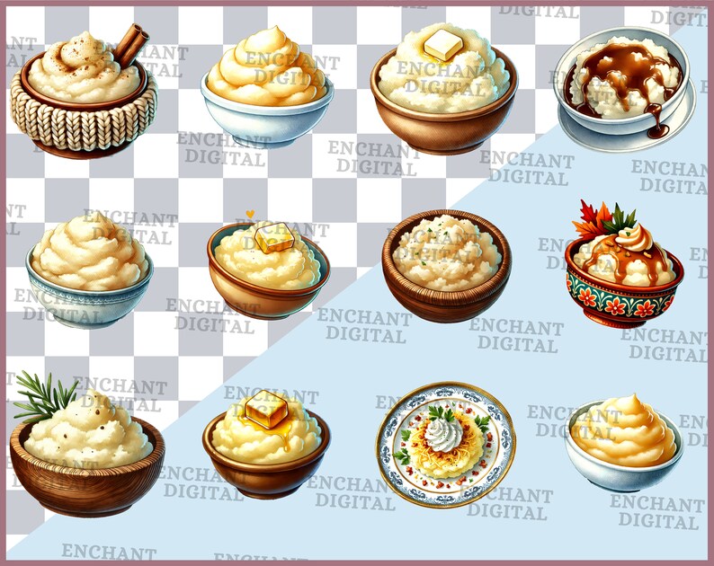 Mashed Potatoes Clipart - Watercolor Potato Mash Thanksgiving Comfort ...
