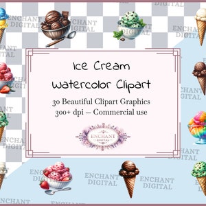 Ice Cream Clipart - Watercolor Ice Cream Clipart Instant Download - PNG ...