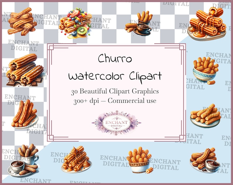 Churro Clipart - Watercolor Churros Clipart Instant Download - PNG ...