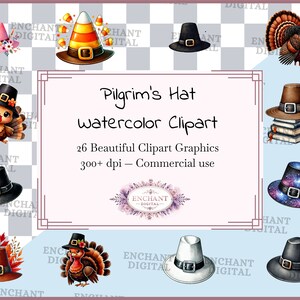 Pilgrim's Hat Clipart - Watercolor Buckle Thanksgiving Colonial Era Hat ...
