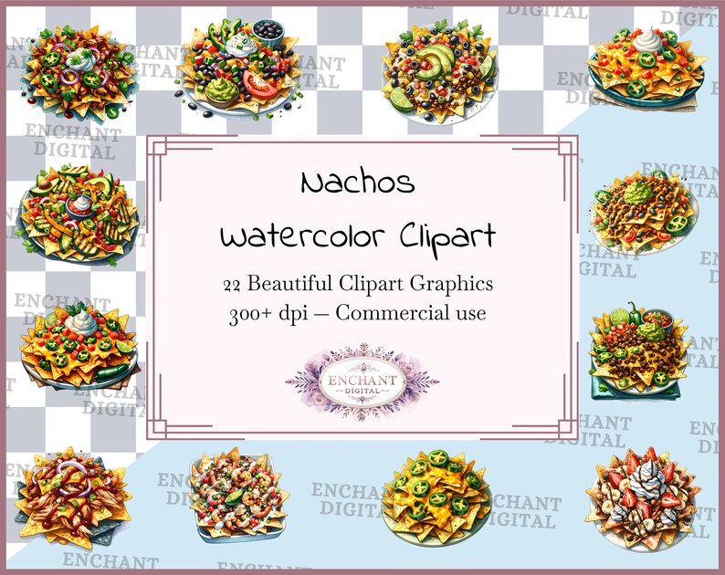 Chips and Dip Clipart Bundle - 80+ Watercolor Guacamole Salsa Nacho ...