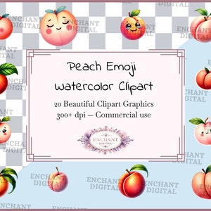 Peach Emoji Clipart - Watercolor Juicy Summer Fruit Fresh Peach Emoji ...