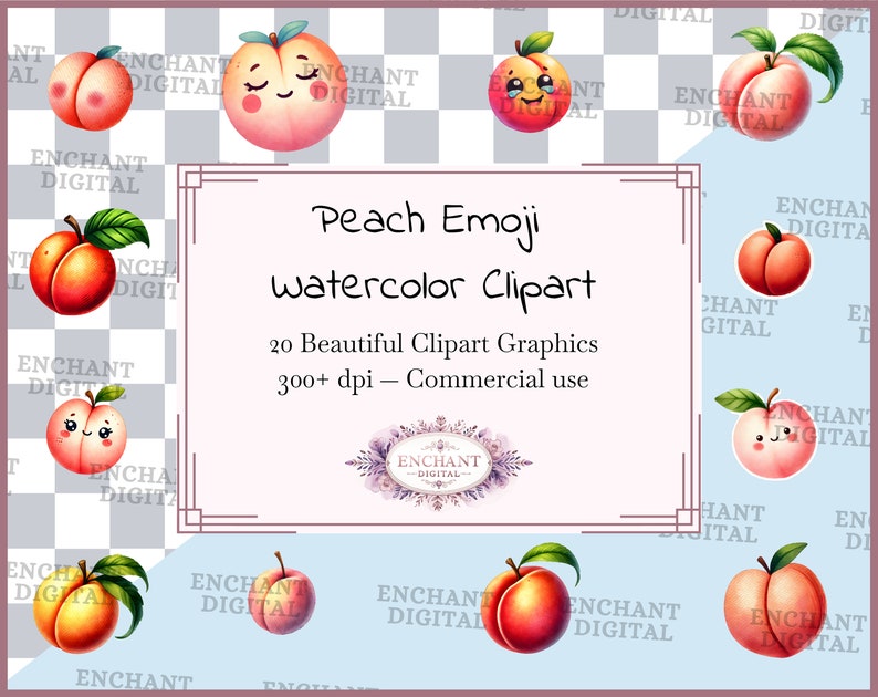 Peach Emoji Clipart - Watercolor Juicy Summer Fruit Fresh Peach Emoji ...
