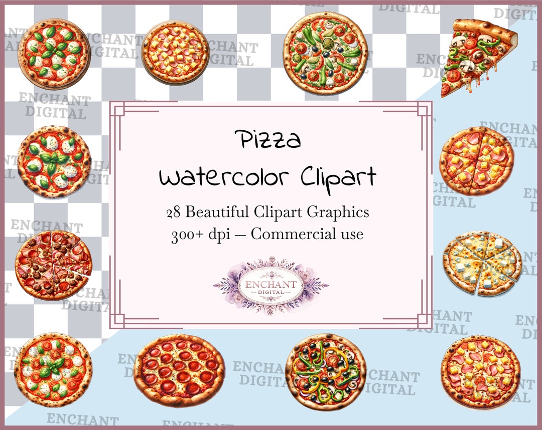 Pizza Clipart - Watercolor Pizza Clipart Instant Download - PNG ...