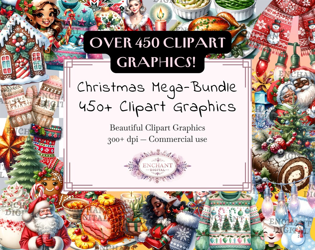 Christmas Clipart Mega-bundle - 450+ Watercolor Festive Xmas Clipart ...