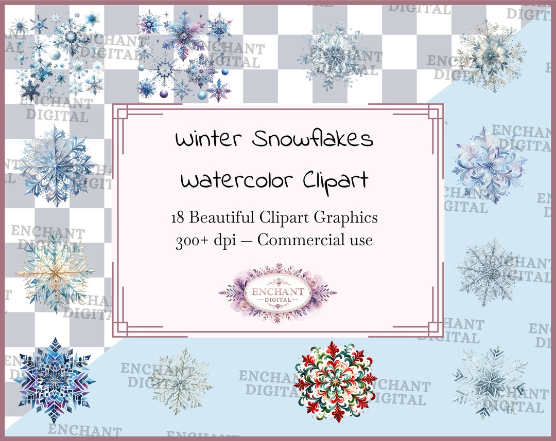Winter Snowflakes Clipart - Watercolor Snowflake Clipart Instant ...
