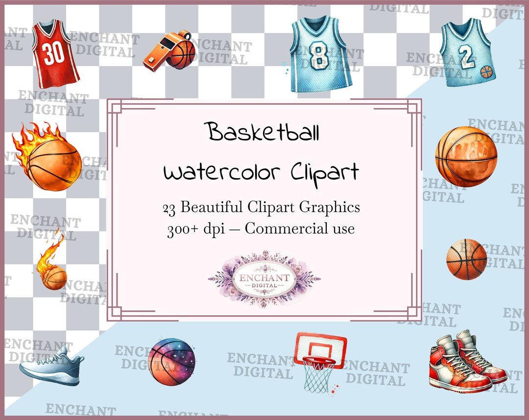 Basketball Clipart - Watercolor Dynamic Sports Team Sports Basketball ...